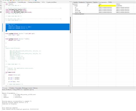 cubeide debugging liveexpression function va
