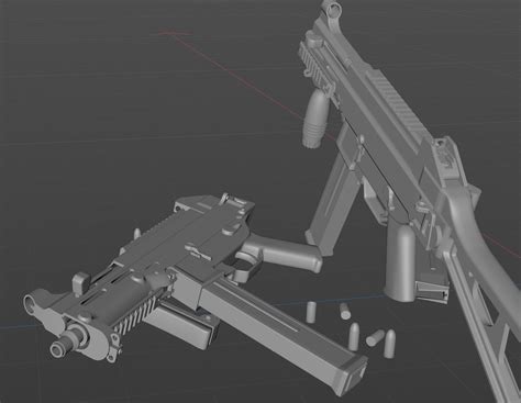 Archivo Obj German Ump45 Submachine Gun Digital Model Material 🔫