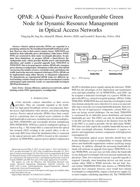 pdf qpar a quasi passive reconfigurable green node for dynamic