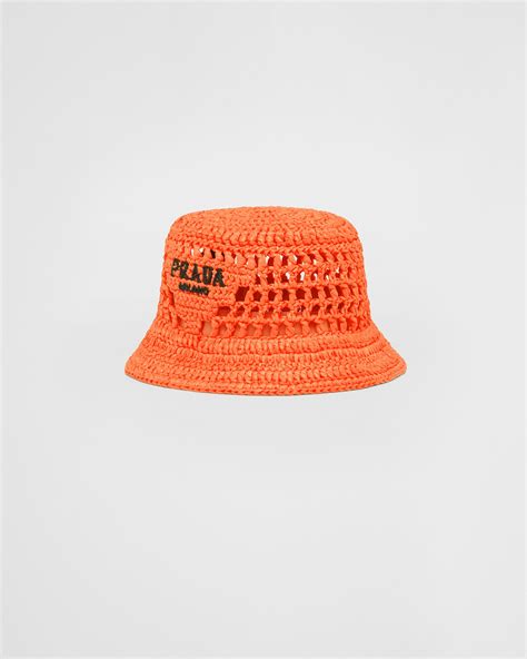 Orange Crochet Bucket Hat Prada Orange Crochet Bucket Hat Prada
