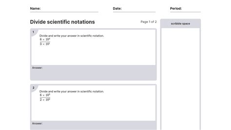 Comparing Scientific Notation Worksheet Answers Division Worksheets