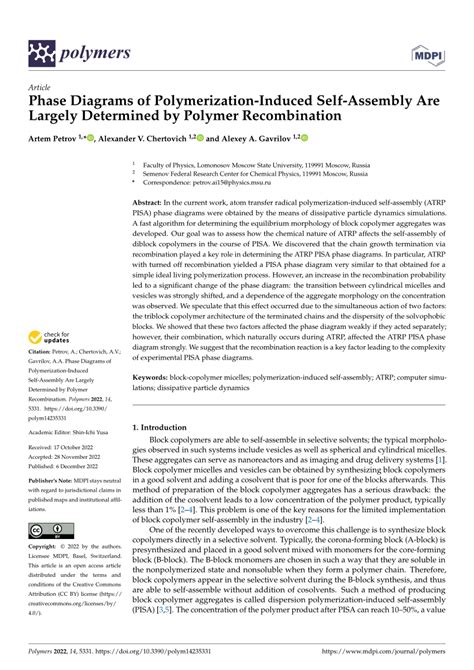 Pdf Phase Diagrams Of Polymerization Induced Self Assembly Are Largely Determined By Polymer