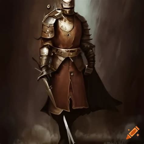 Man Completely Covered In Leather Armour With Scimitar Dnd Fantasy