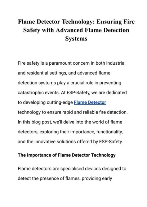 Ppt Flame Detector Technology Ensuring Fire Safety With Advanced Flame Detection Sy