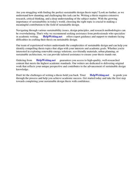 Sustainable Design Thesis Topics Pdf