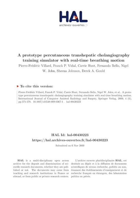 Pdf A Prototype Percutaneous Transhepatic Cholangiography