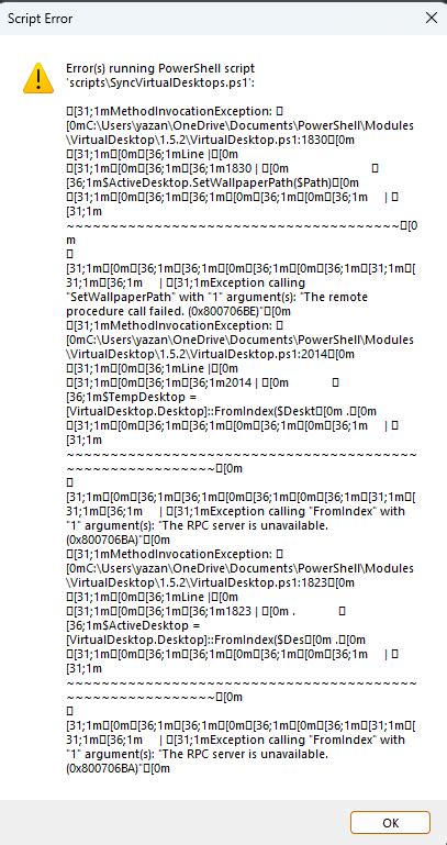 i keep receiving errors using sync virtual desktops can you fix it