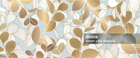 황금 가지와 나뭇잎이 있는 식물의 고급스러운 배경 카드 월페이퍼 표지 및 프리젠테이션을 만들기 위한 금색 배경 0명에 대한 스톡