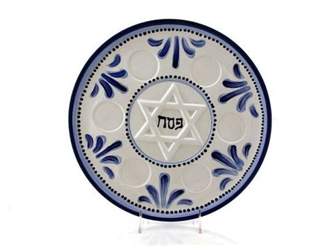 Passover Seder Plate Ceramic Judaica Passover Tabletop Star Of David Blue Delft Spring