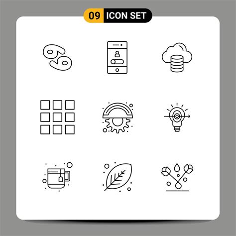 Set Of 9 Vector Outlines On Grid For Line Blades Telephone Web Design Dollar Editable Vector