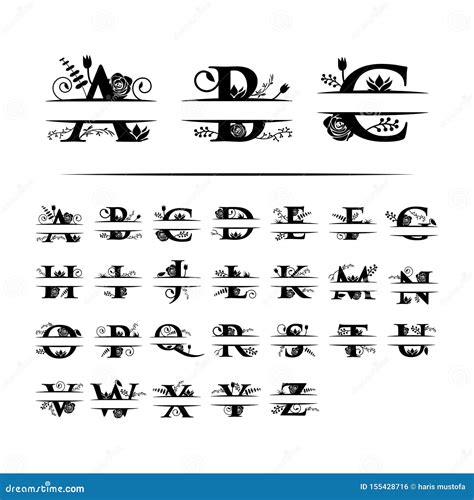 Alphabet Split Monograms Split Letter Monogram Alphabet Frame Font