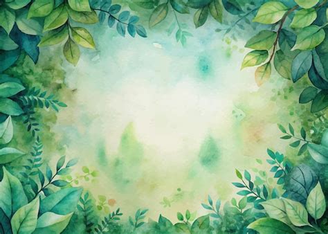 초록색 경계의 수채색 배경 프리미엄 Ai 생성 벡터