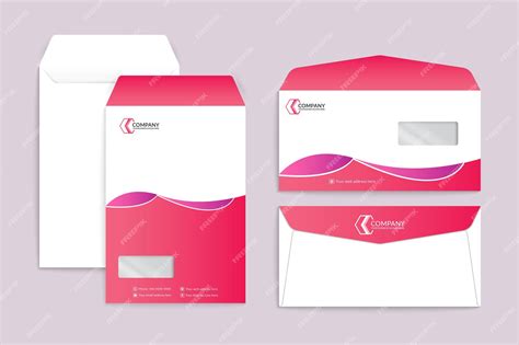Premium Vector Elegant Pink Color Envelope Template Set
