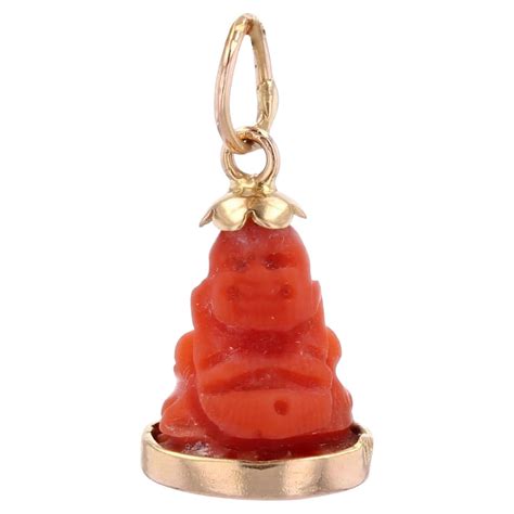 Vintage Happy Jester Buddha Yellow Gold Pendant For Sale At 1stdibs