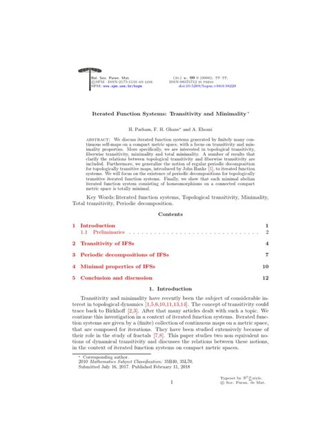 Iterated Function Systems Transitivity And Minimal It Y Pdf Compact Space Topology