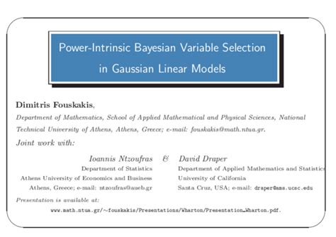 Pdf Power Intrinsic Bayesian Variable Selection In Gaussian Linear