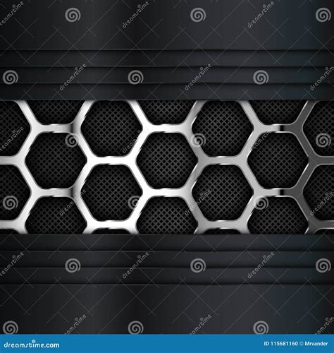 Metal Background Hexagonal Honey Comb Stainless Steel Mesh Stock Vector Illustration Of