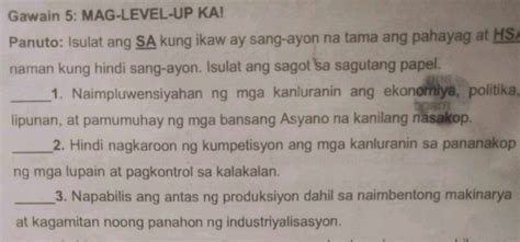 Gawain 5 MAG LEVEL UP KA Panuto Isulat Ang StudyX