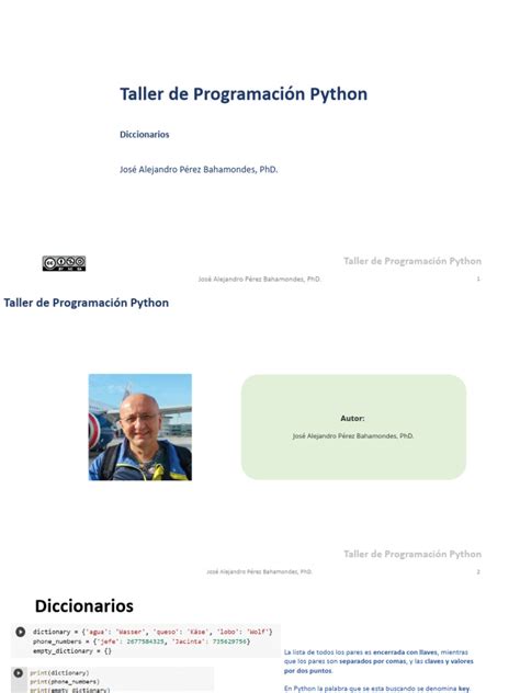 Taller De Programación 007 Diccionarios Pdf Python Lenguaje De Programación Diccionario