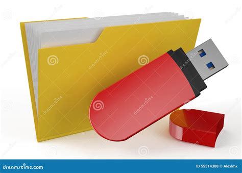 Folder Icon With Usb Flash Drive Stock Illustration Illustration Of Drive Data 55314388