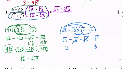 Adv College Prep Algebra Rationalizing Binomial Denominators Youtube
