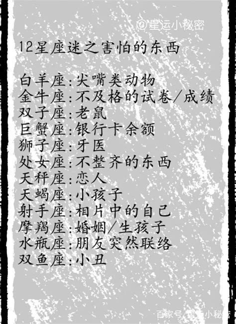 12星座迷之害怕的东西，狮子座怕牙医，双子座怕老鼠！
