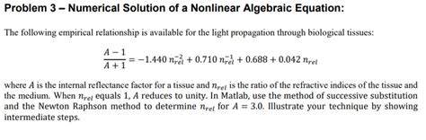 Solved Problem Numerical Solution Of A Nonlinear Chegg