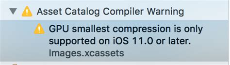 GPU Smallest Compression Is Only Supported On IOS Or Later Images Xcassets Stack Overflow