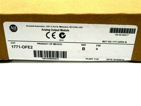 NEW ALLEN BRADLEY 1771 OFE2 ANALOG OUTPUT MODULE SERIES B 1771OFE2 SB Industrial Supply Inc