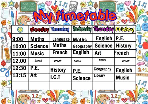 MarzÁn School 4 Timetable Subjects