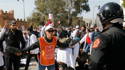 Morocco Police Fire Water Cannons At Protesting Teachers