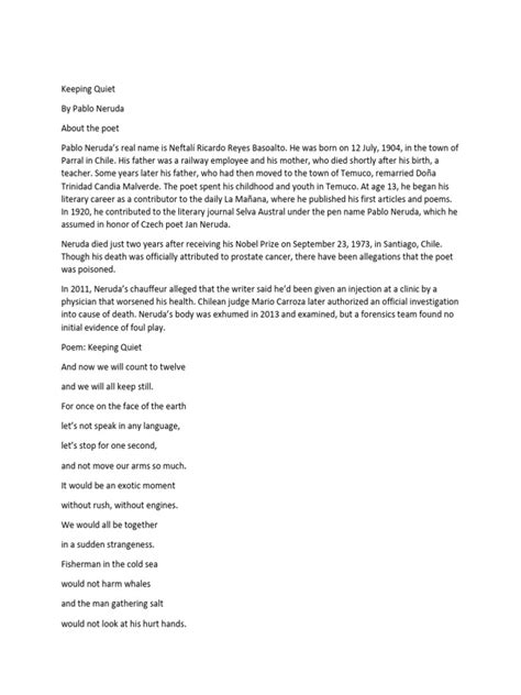 3 Keeping Quiet Class 12 Pdf Philosophy Poetry