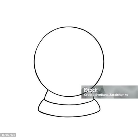 마법의 수정 구슬 아이콘입니다 윤곽선 그리기 손으로 그린 벡터 그림입니다 디자인 요소 색칠 카드 인쇄 포장 초대장 명함 광고