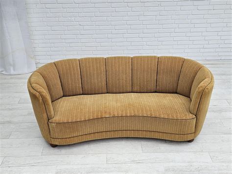 1960s Danish Vintage 3 Seater Banana Sofa Original Condition For