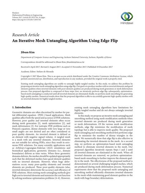 Pdf An Iterative Mesh Untangling Algorithm Using Edge Flip