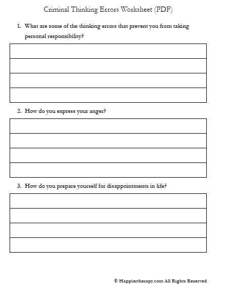Develop Healthier Thinking Patterns With These Worksheet Assignments