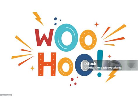 엽서 포스터 그래픽을 위한 Woohoo 서예 디자인 인사말 카드 생일 카드 초대 카드에 대 한 벡터 디자인입니다 격리 된 텍스트 글자 구성 벡터 그림입니다 0명에 대한 스톡