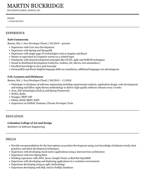 Java Developer Cloud Resume Samples Velvet Jobs