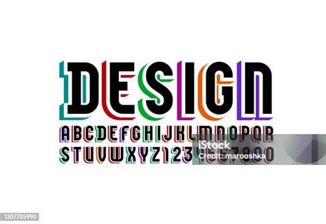 3d 블랙 글꼴 트렌디 한 밝은 알파벳 컬러 그림자 벡터 일러스트 10eps와 응축 된 문자와 숫자 0명에 대한 스톡 벡터 아트 및 기타 이미지 Istock