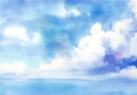 Watercolor Landscape Watercolor Art Clouds Drawings Illustration Outdoor Beautiful