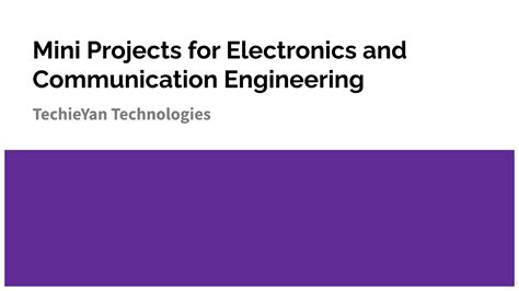 Mini Projects For Electronics And Communication Engineeringpdf