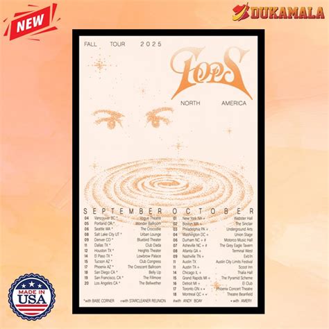 Tops North America Fall Tour 2025 Poster Dukamala