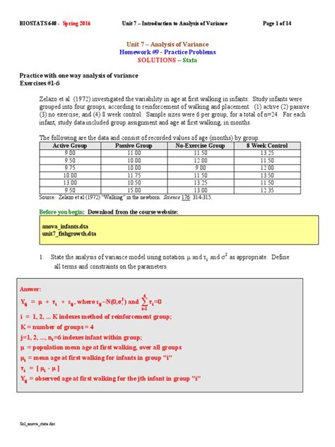 Sol Anova Stata Pdf Pdf Errors And Residuals Coefficient Of Determination