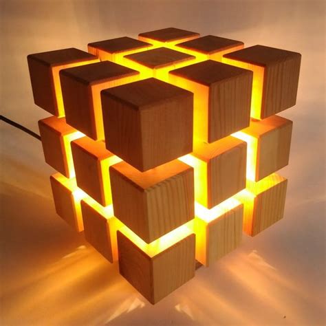 Wooden Cube Lamp Cube Light Table Lamp Square Cube Gu9 Led Design Wooden Lamp Side Lamp