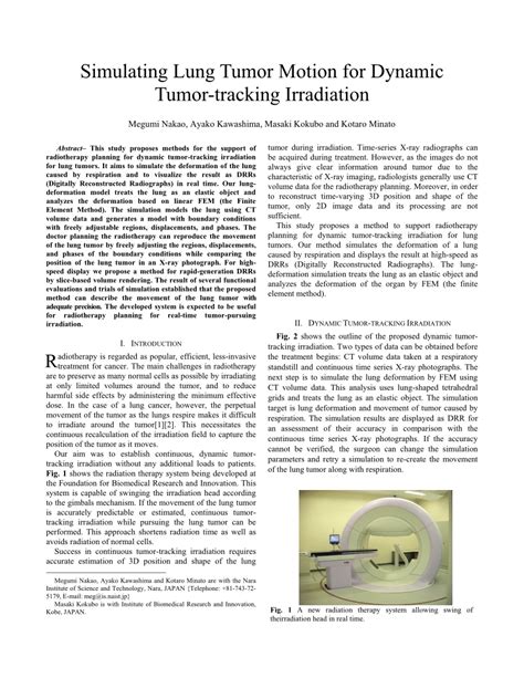 Pdf Simulating Lung Tumor Motion For Dynamic Tumor Tracking Irradiation