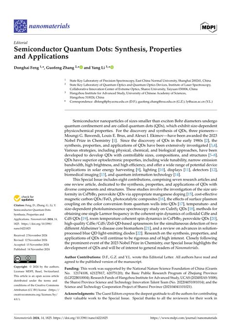Pdf Semiconductor Quantum Dots Synthesis Properties And Applications