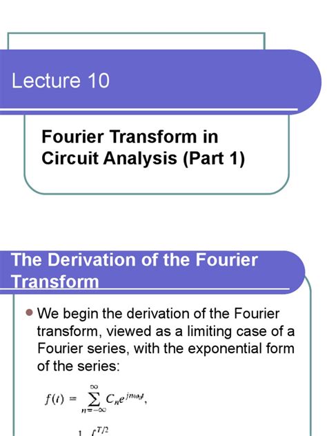 Fourier Transform In Circuit Analysis Part 1 Pdf Fourier Transform Fourier Series
