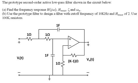 Solved The Prototype Second Order Active Low Pass Filter