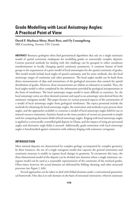 Pdf Grade Modelling With Local Anisotropy Angles A Practical Point Of View