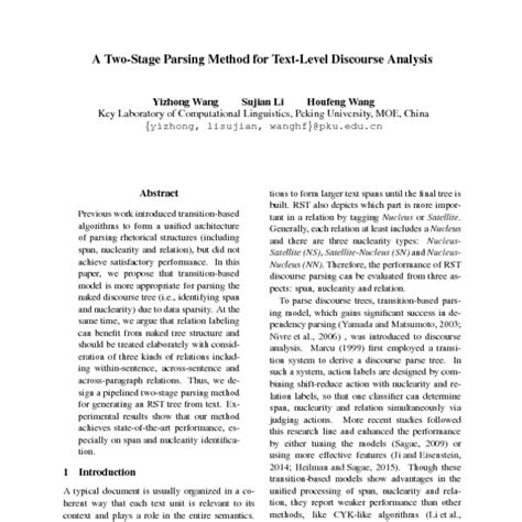 A Two Stage Parsing Method For Text Level Discourse Analysis Acl
